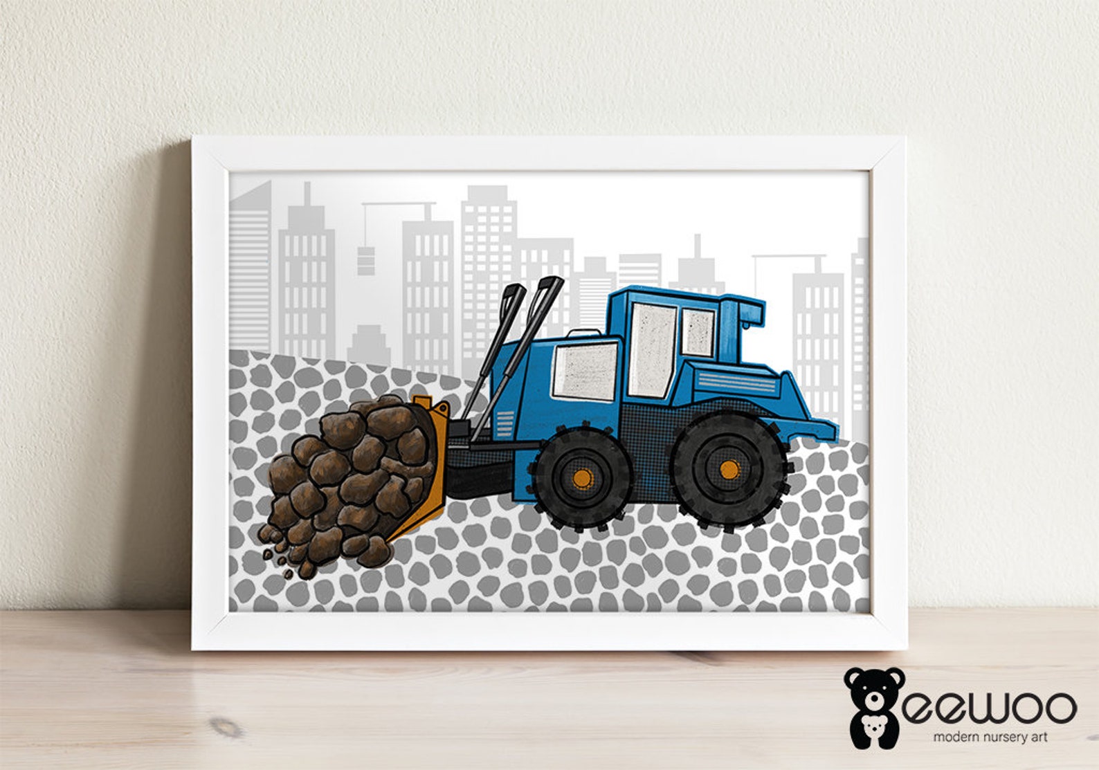 Bulldozer Wall Decor, Bulldozer Print, Transportation Wall Decor, Kids ...