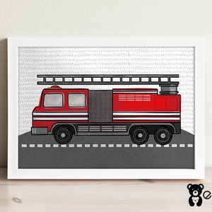 Fire Truck Wall Decor, Fire Truck Print, Transportation Wall Decor ...