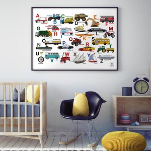 Alphabet Print, Transportation Alphabet Poster, ABC Poster, Alphabet ...