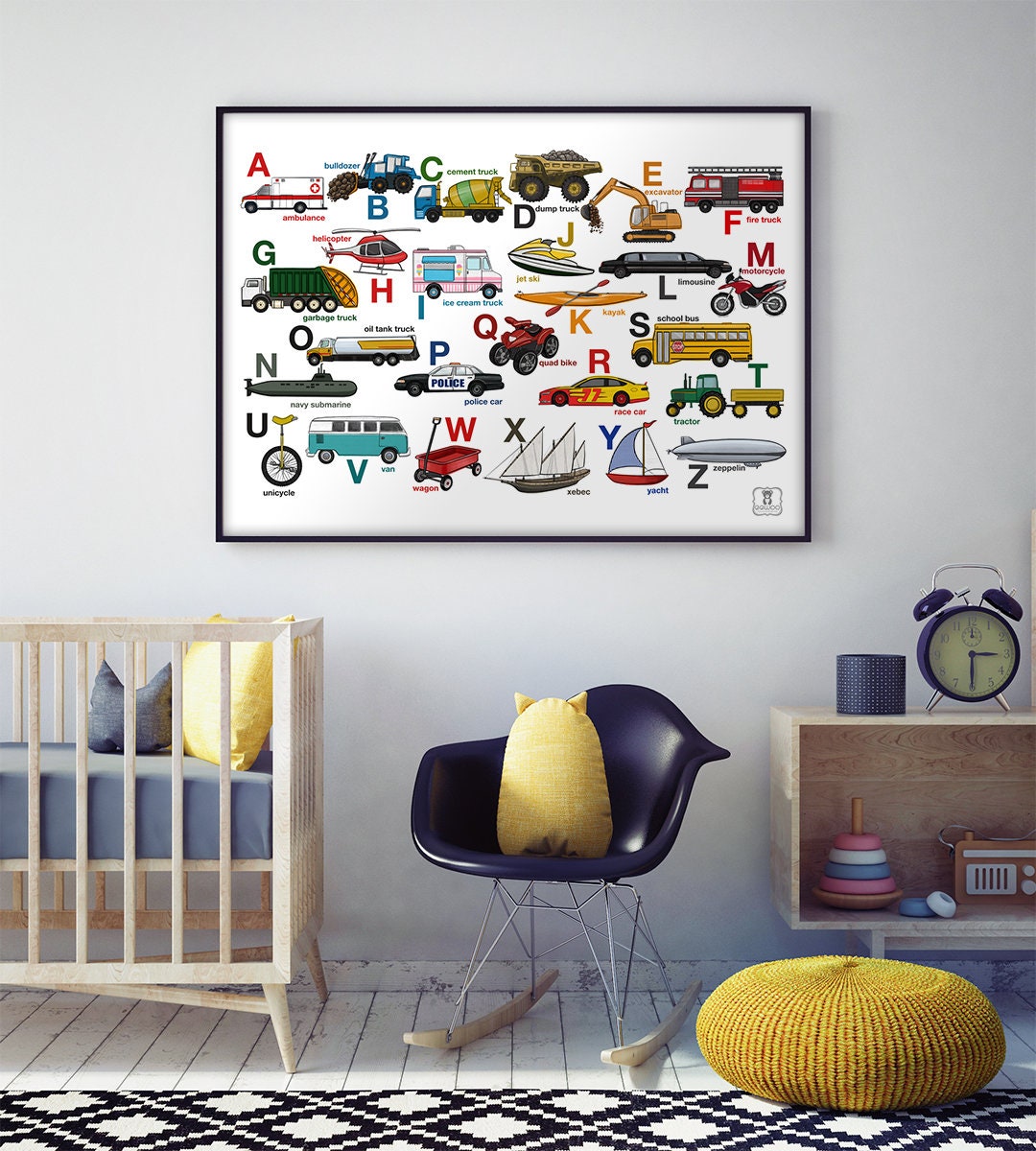 Alphabet Print, Transportation Alphabet Poster, ABC Poster, Alphabet ...