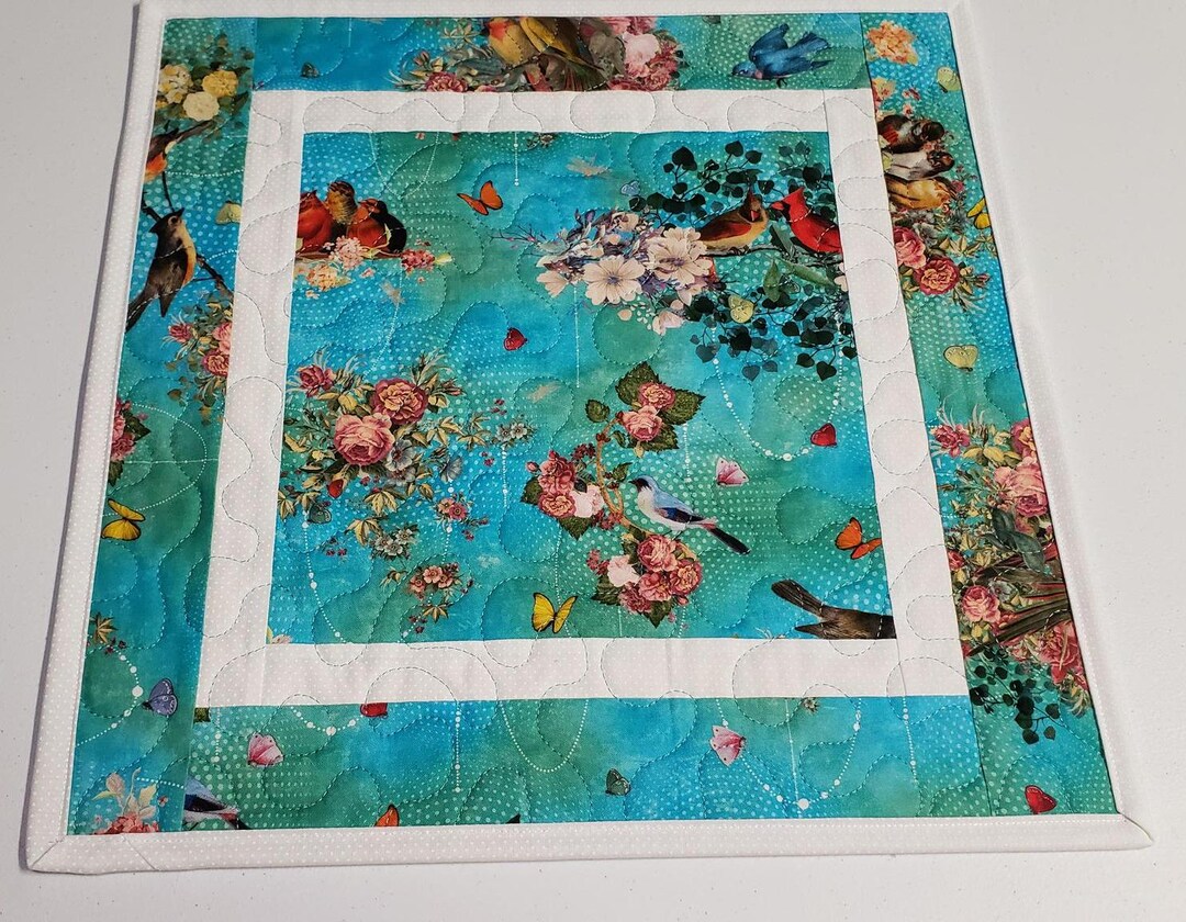 Quilted Spring / Summer Table Topper / Candle Mat / Mini Runner / Mini ...