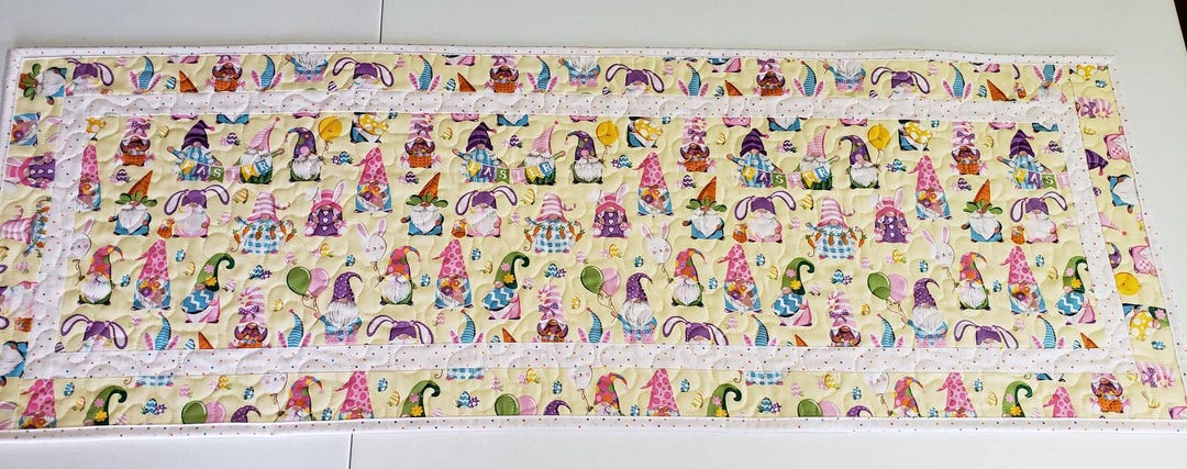 Quilted Easter Table Runner / Coffee Table Runner / Easter Table Topper / Easter End Table Mat ...