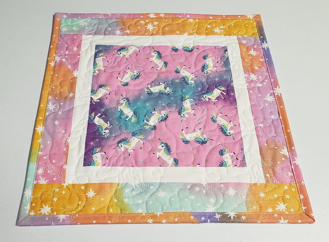 Quilted Unicorn Nightstand Mat / Unicorn Mini Topper / Unicorn Candle ...