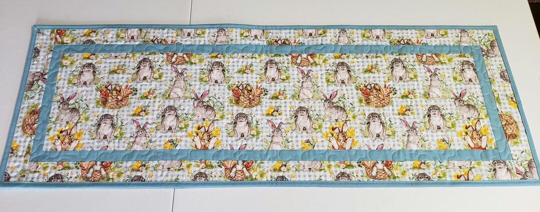 Quilted Easter Table Runner / Coffee Table Runner / Easter Table Topper / Easter End Table Mat ...