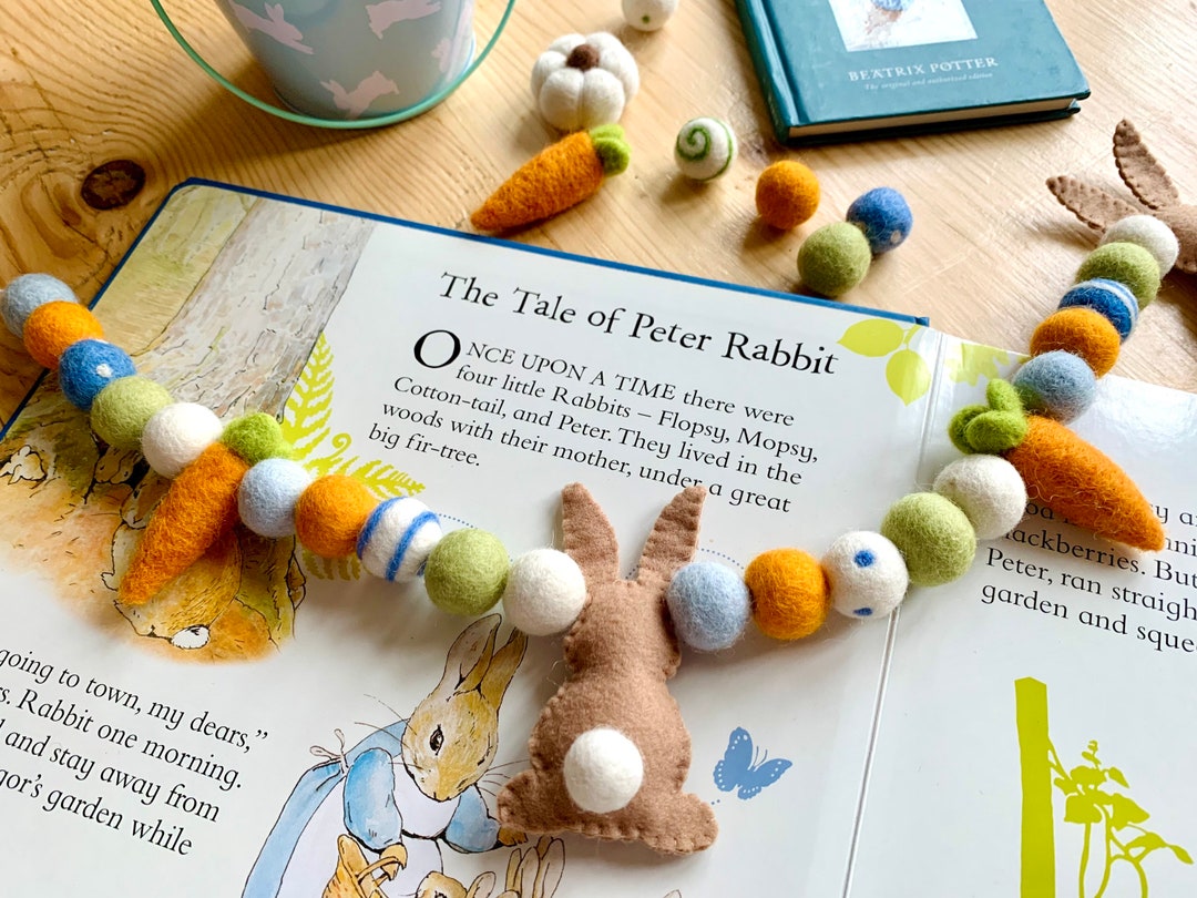 Handmade Felt Peter Rabbit Garland Felt Neutral Bunting Felt Bunny ...