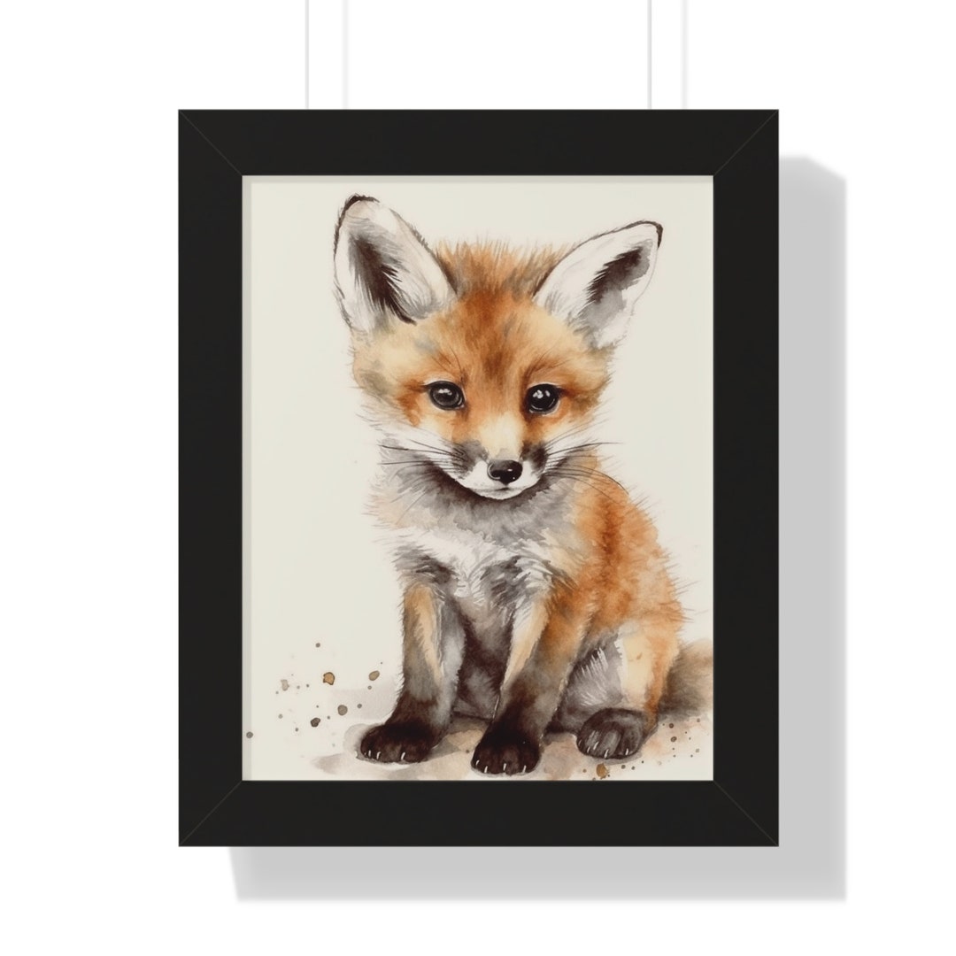 Baby Fox Framed Vertical Poster/nursery Room Wall Art/adorable Child ...