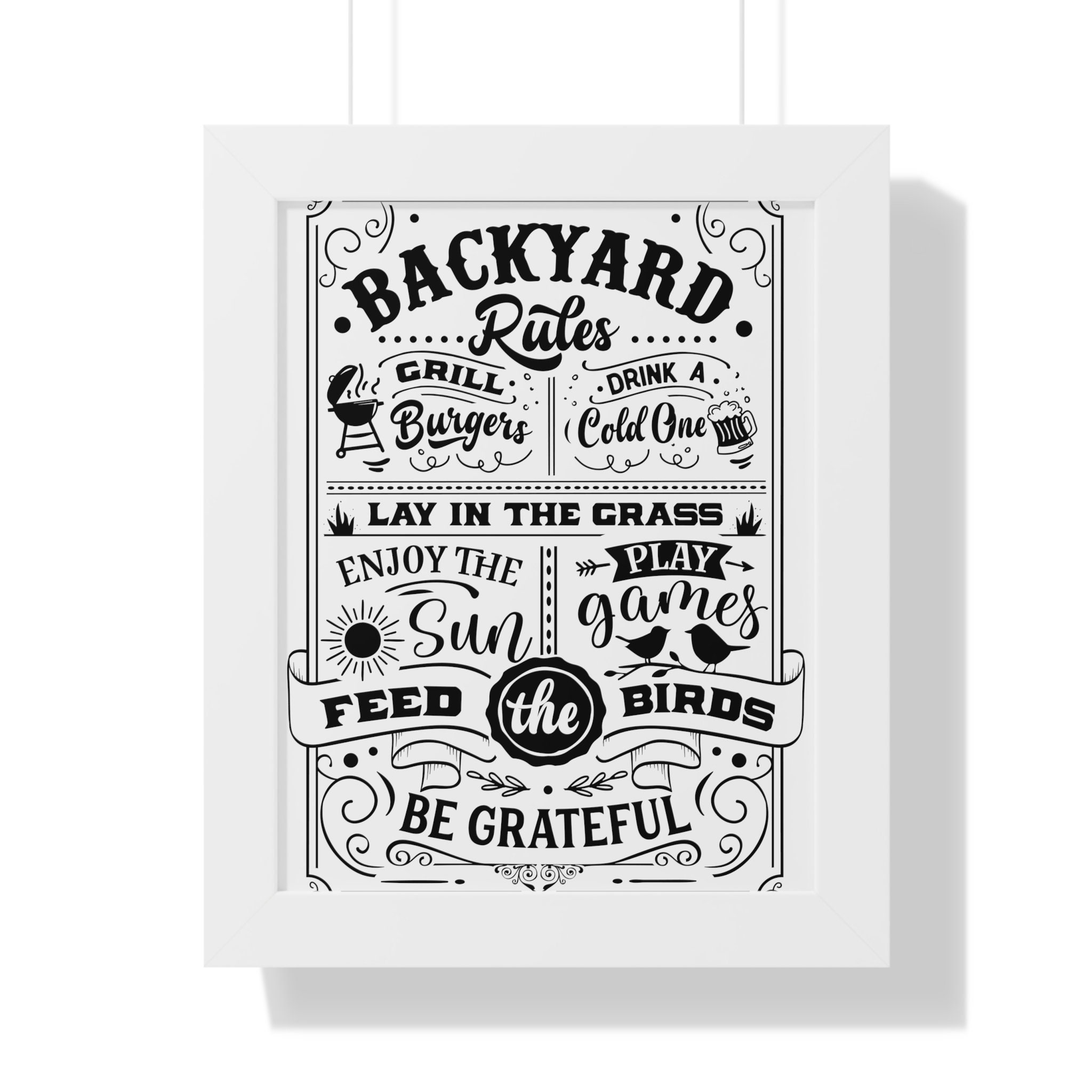 Backyard Rules Framed Vertical Poster - Etsy
