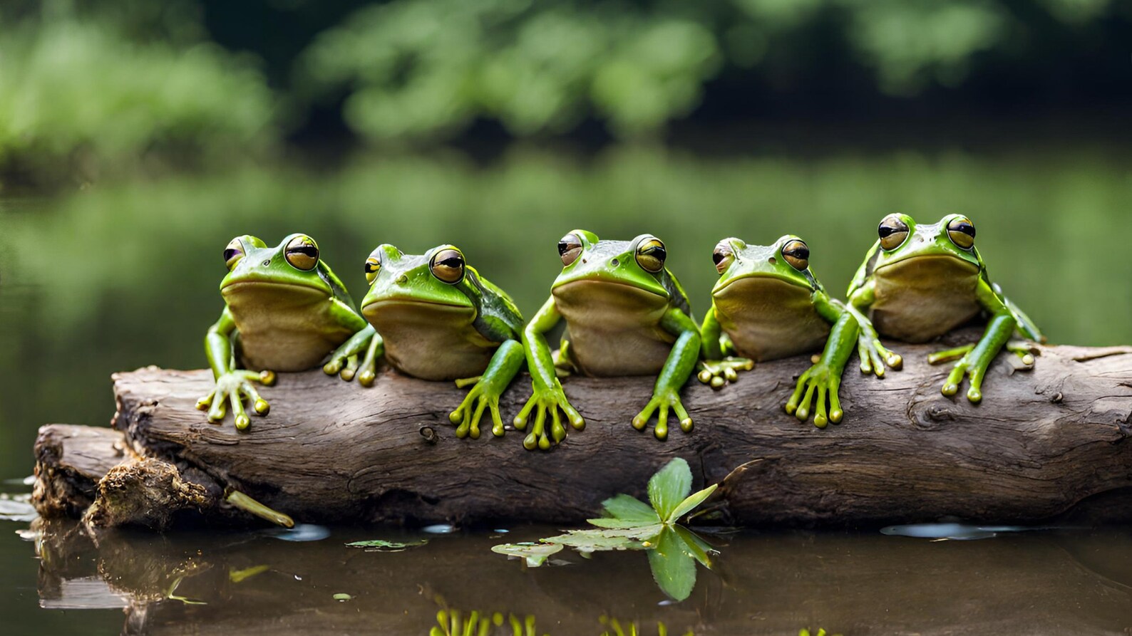 Cute Frogs on Log Computer Background, Set of Four - Etsy