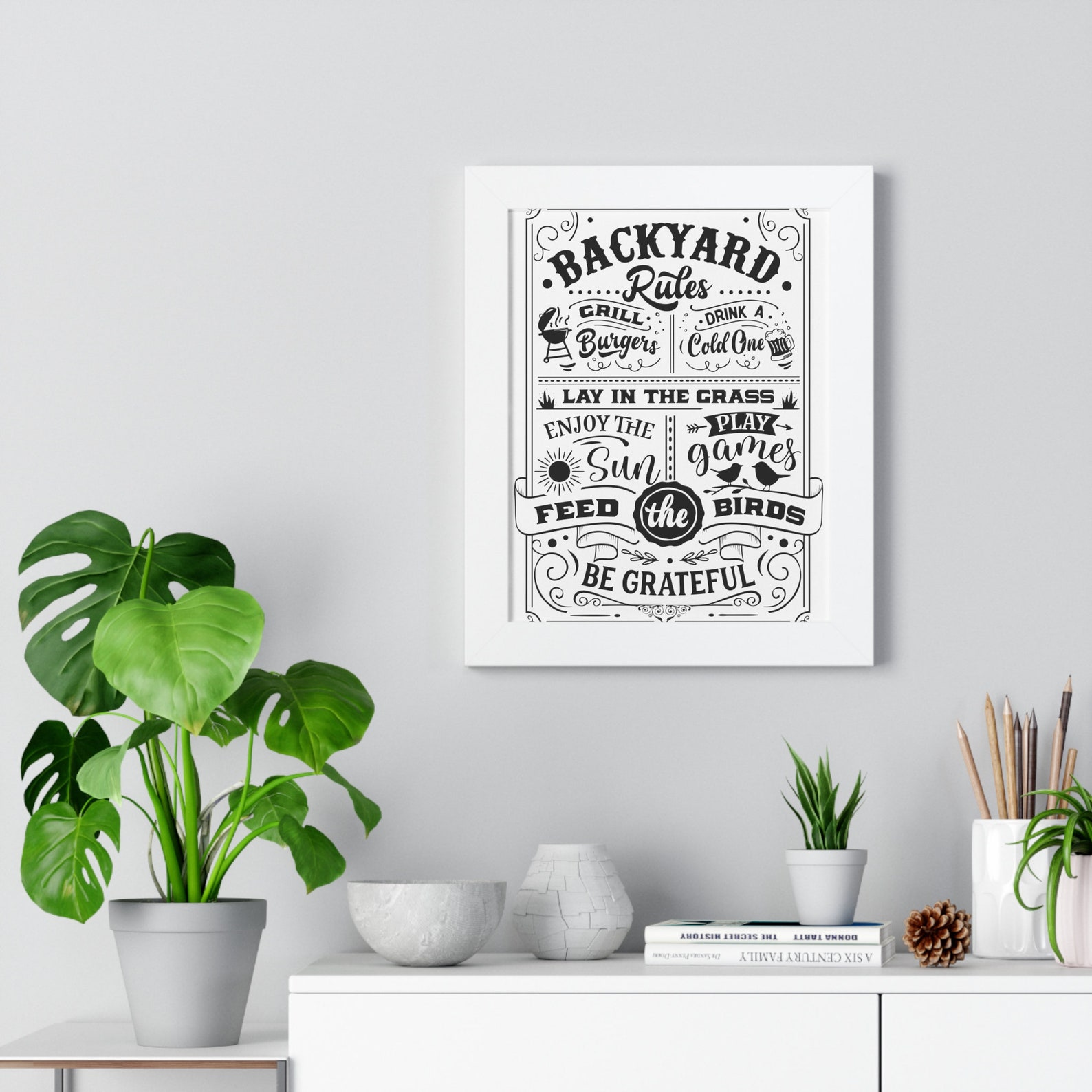 Backyard Rules Framed Vertical Poster - Etsy