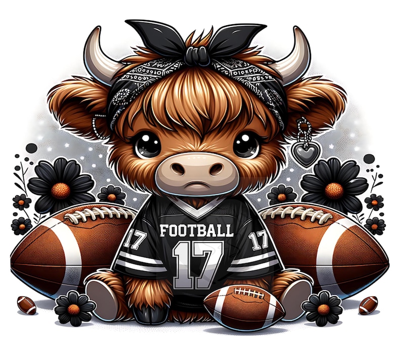 Football Highland Cow 20oz. Skinny Tumbler Sublimation Design Digital ...