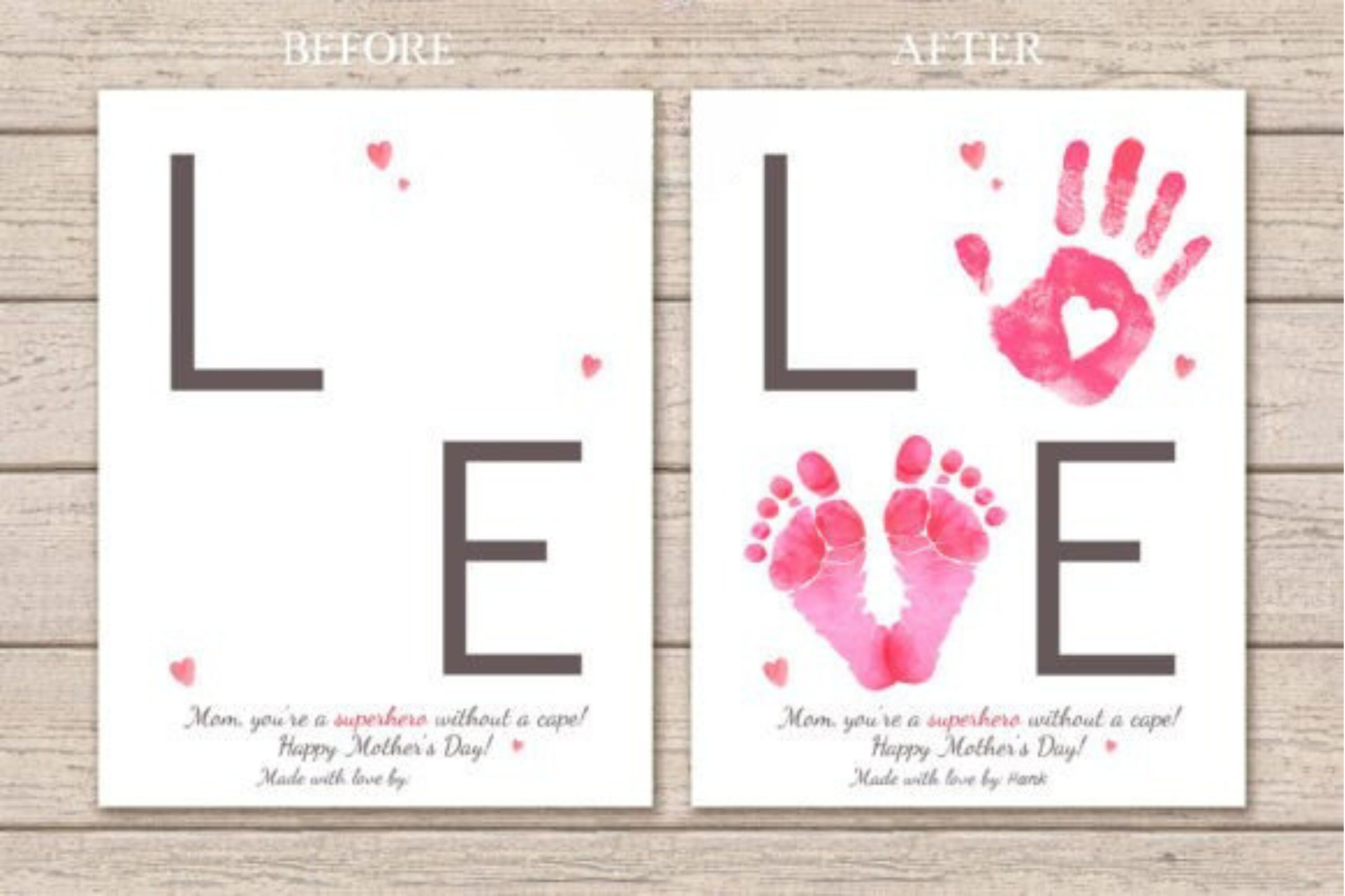 Just Add Handprint/footprint for Mom Framed Vertical Poster/mother's ...