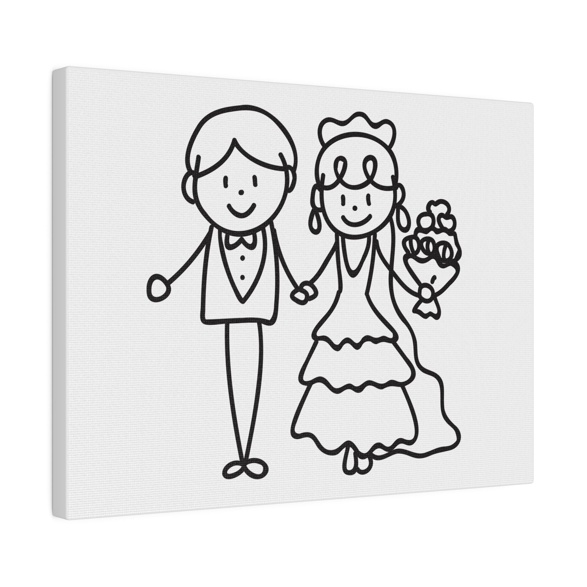 Bride and Groom Artwork on a Matte Canvas/just Married Canvas/groom and ...