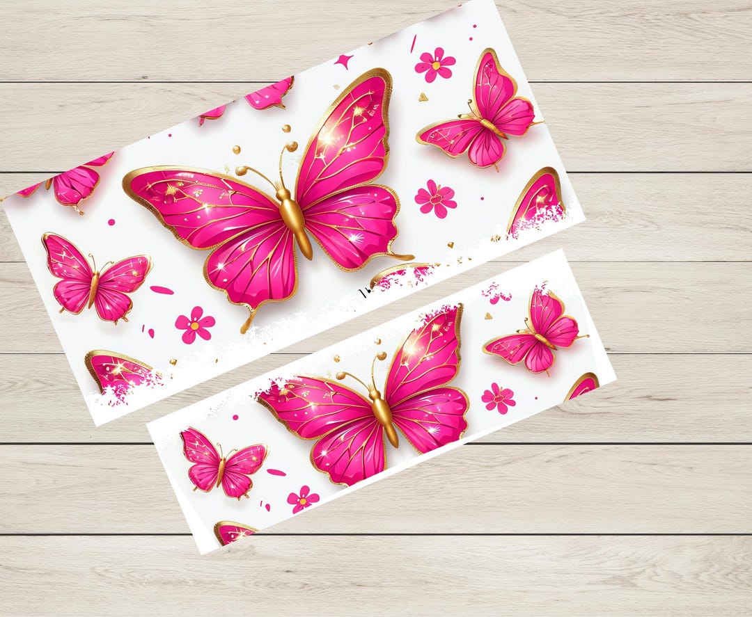 Pink Butterfly 40oz. Tumbler Sublimation Design Digital Downloadable ...