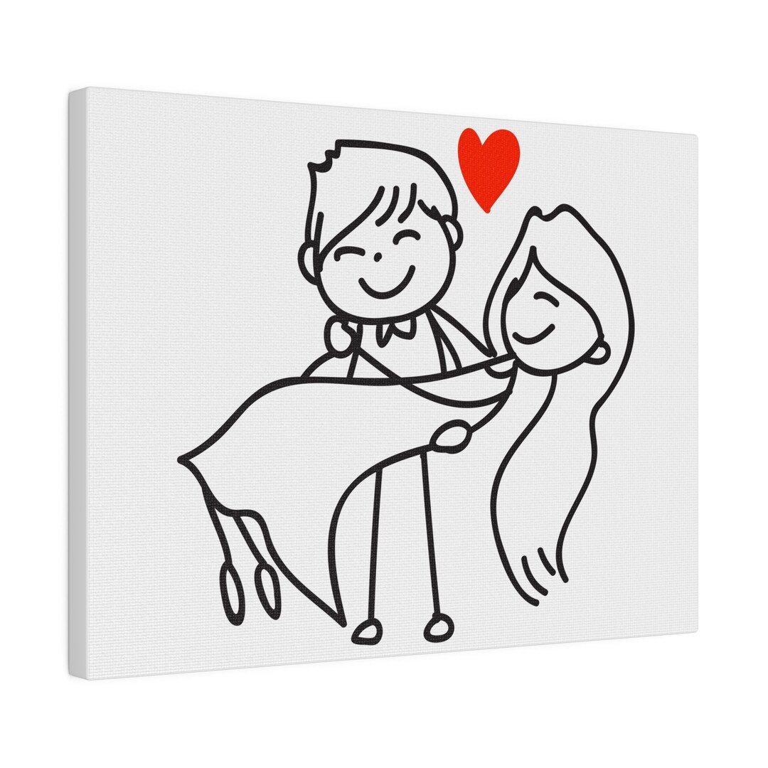Bride and Groom Artwork on a Matte Canvas/just Married Canvas/groom ...