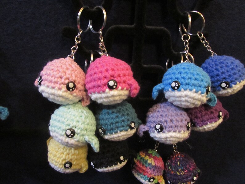 Mini Whale Keychains, Made With 100% Cotton Yarn, Custom Options ...