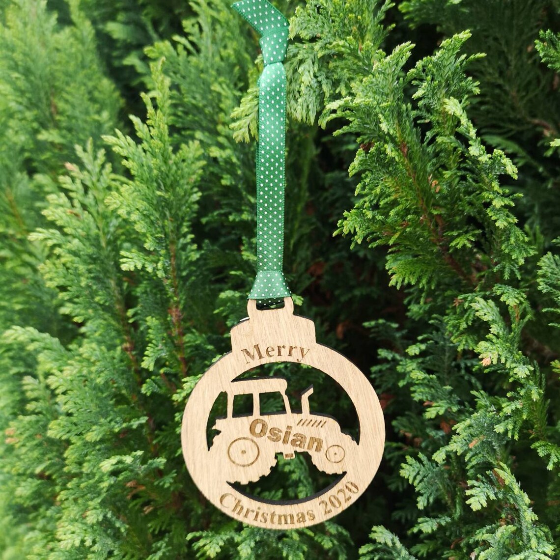 Personalised Wooden Tractor Farming Farm Christmas Tree - Etsy UK