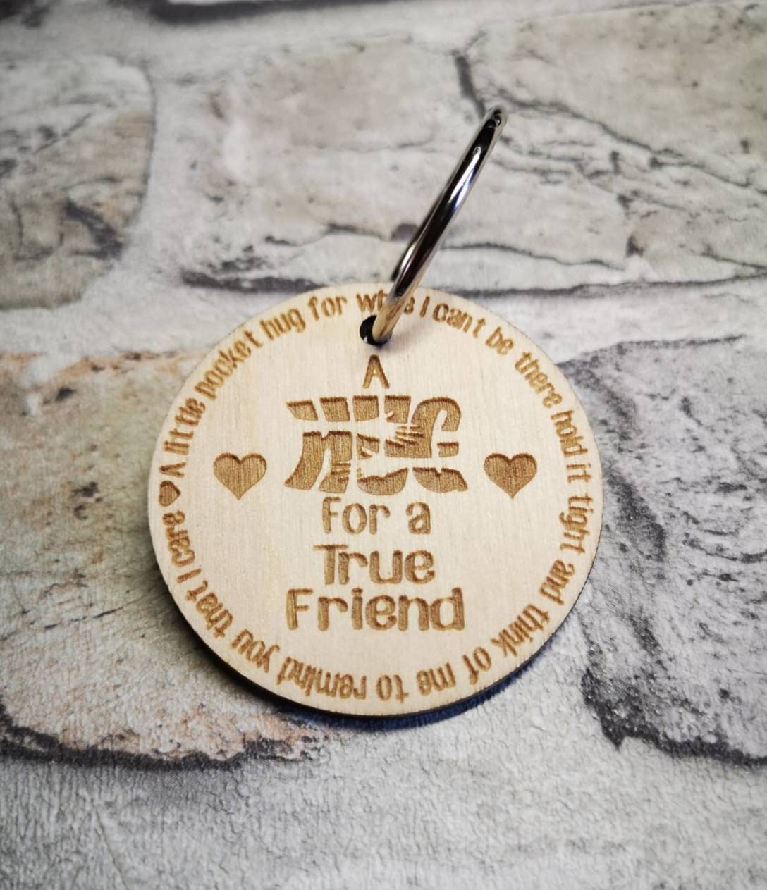 Pocket Hug Keyring, Keychain, Wooden Engraved Keyring, Keychain, Mum ...