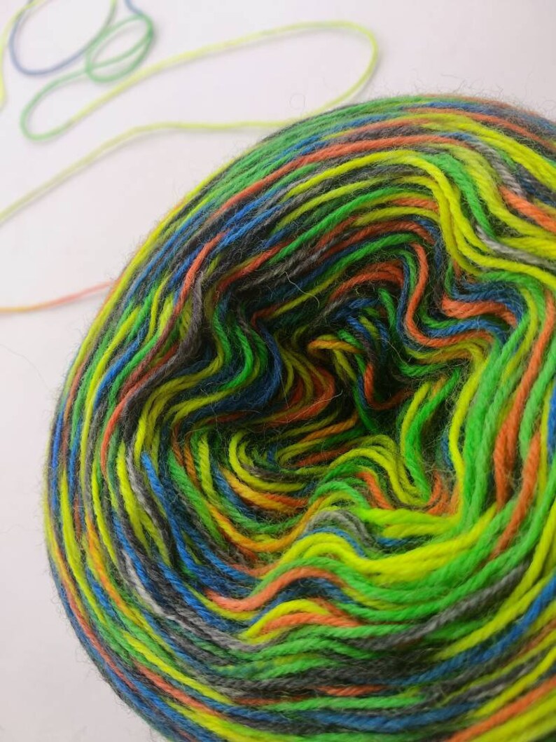 Sock wool green neon yarn 150 gr rainbow wool yarn neon | Etsy