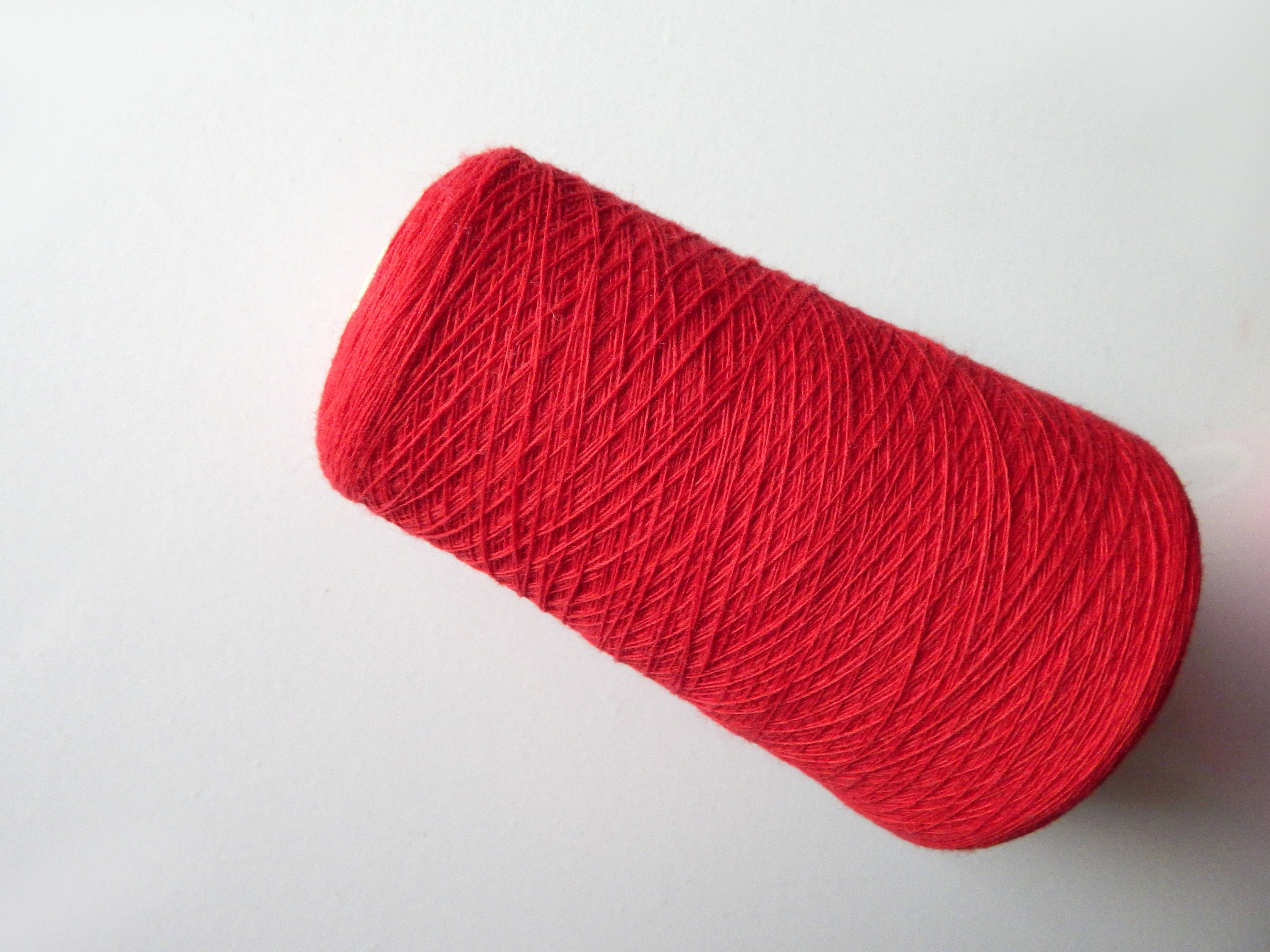 Red 100% merino yarn 195 gr bright-red lace wool crochet | Etsy