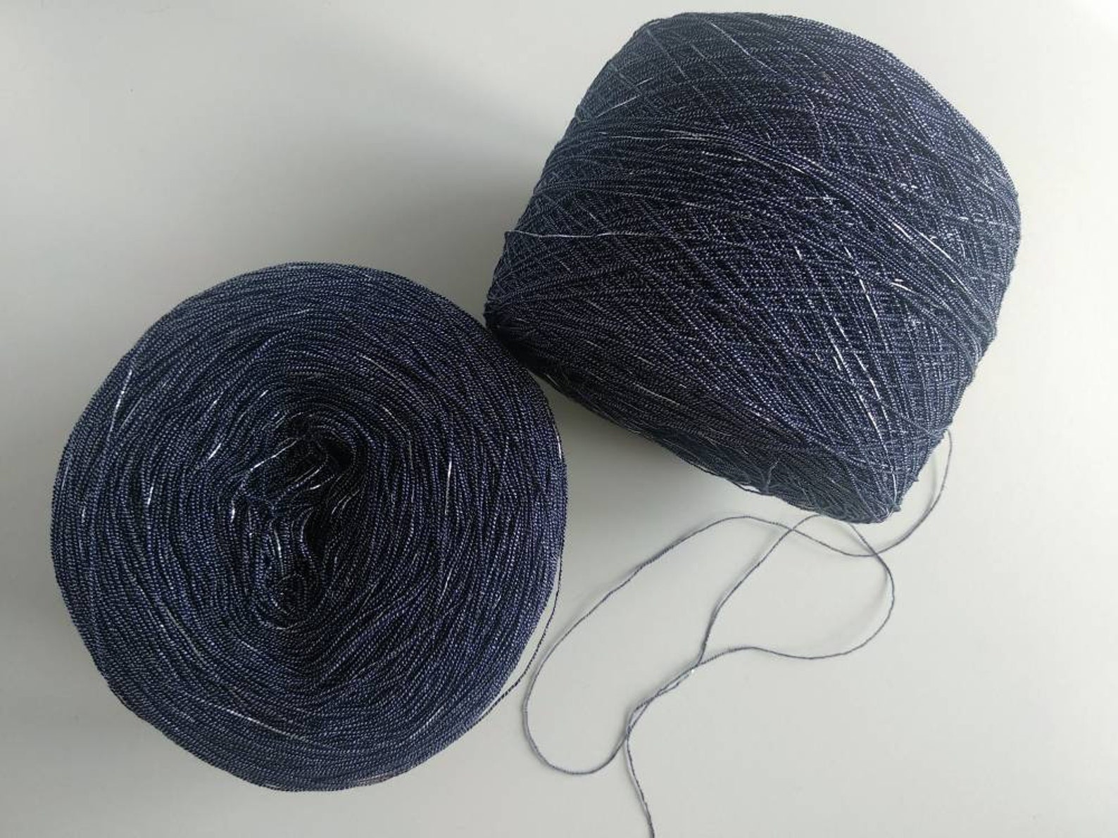 Dark-blue cotton yarn with silver lurex 200 gr blue metallic | Etsy