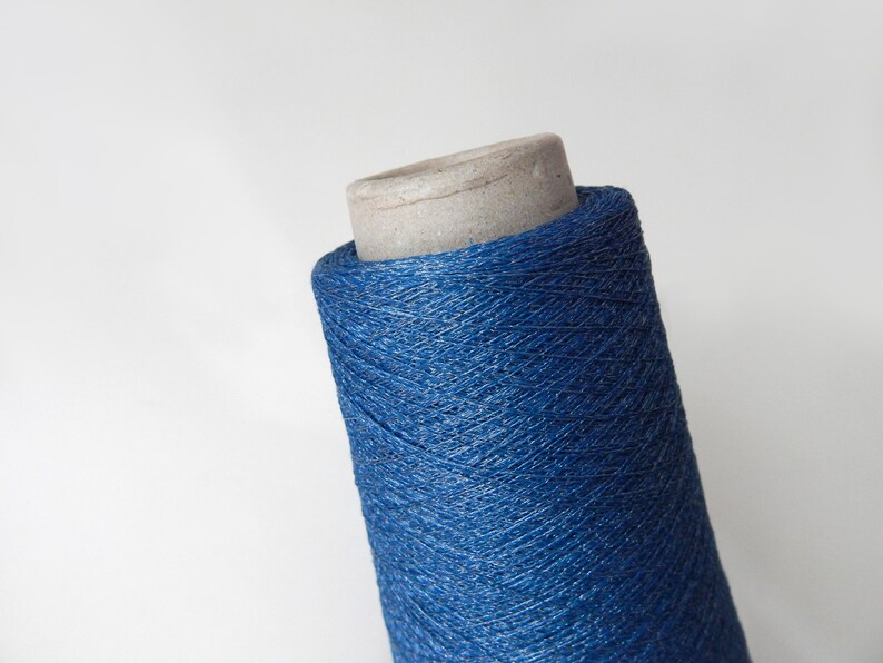 Macrame crochet yarn Italian machine knitting yarn dark-blue lurex blue ...