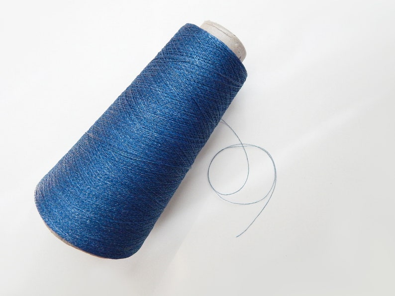 Macrame crochet yarn Italian machine knitting yarn dark-blue lurex blue ...