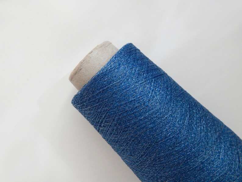 Macrame crochet yarn Italian machine knitting yarn dark-blue lurex blue ...