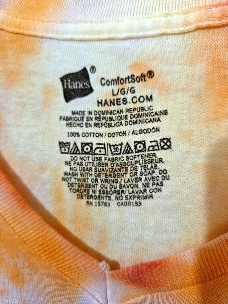 Womens Tie-dyed Orange/yellow/red T-shirt W/red Beads on Fringe Size ...