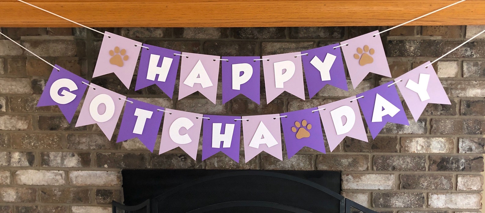 Purple Happy Gotcha Day Banner, Dog Adoption Party, Puppy Dog Birthday ...