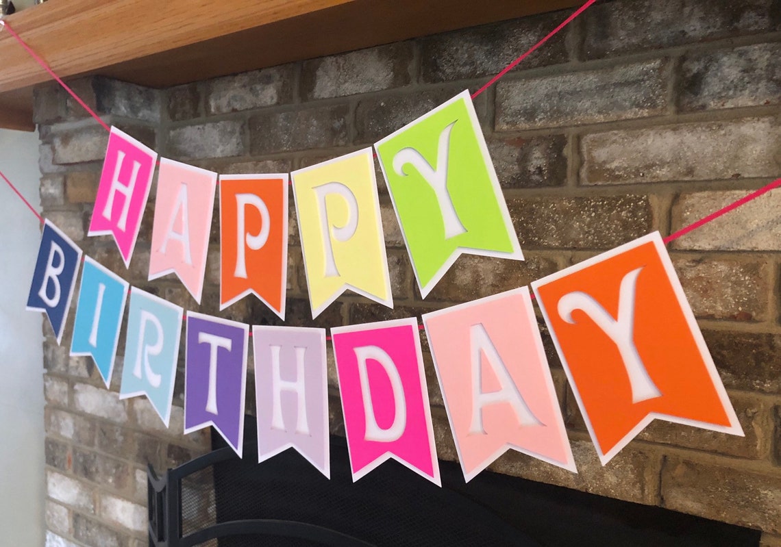 Rainbow Banner Rainbow Decorations Happy Birthday Theme - Etsy
