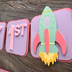 Pink Rocket Birthday Banner Girls Themed Space Party Decorations - Etsy