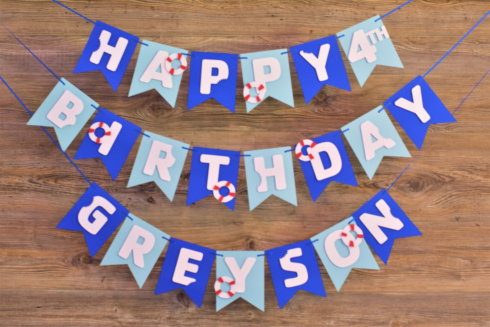 Nautical Shark Bite Banner Aquatic Happy Birthday Party - Etsy