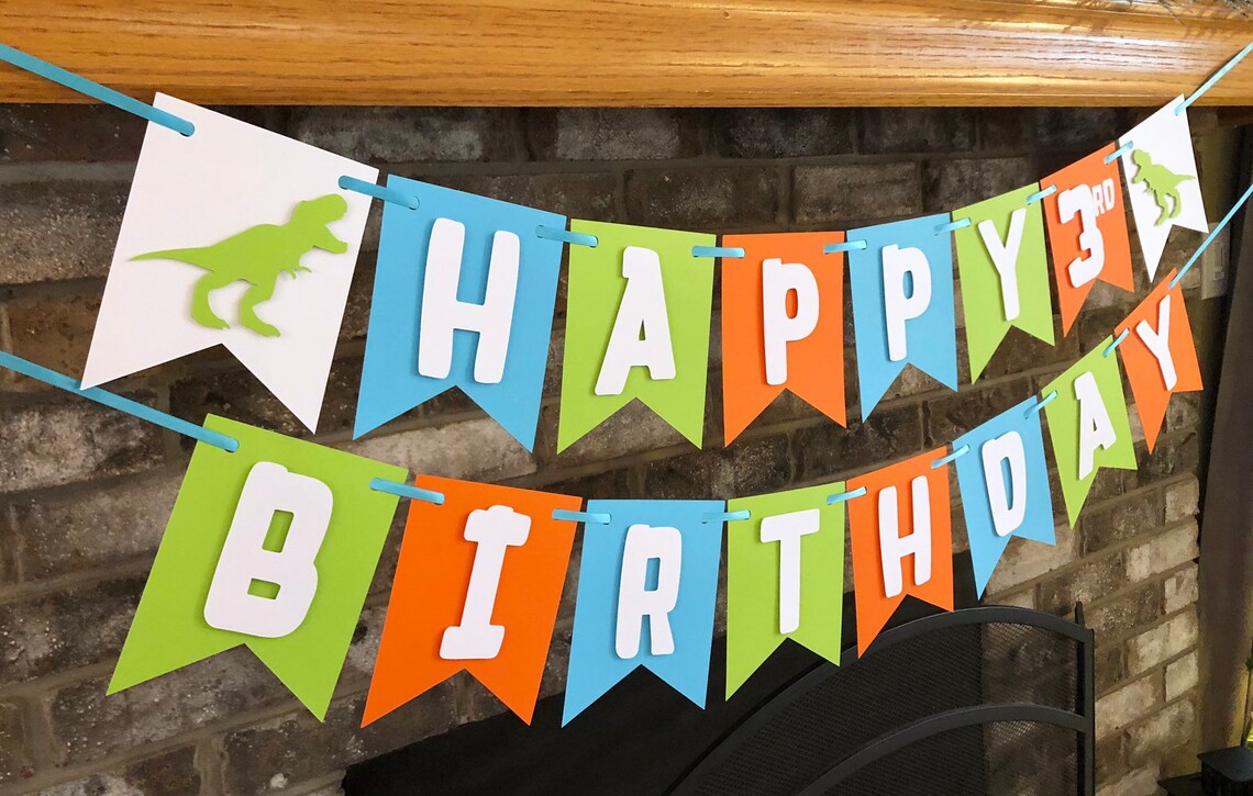 Dinosaur Birthday Banner, Dinosaur Themed Party Decorations - Etsy