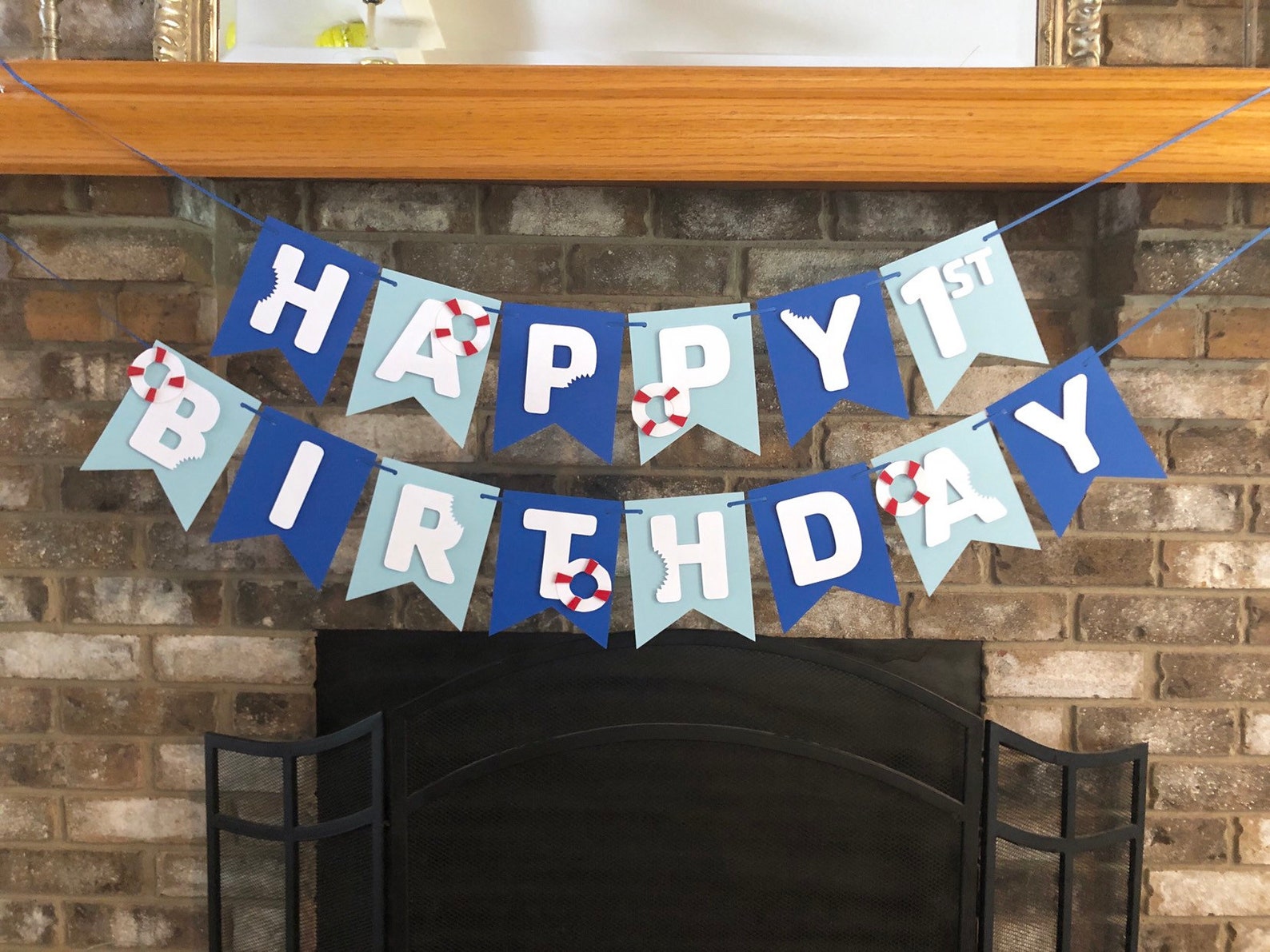 Nautical Shark Bite Banner Aquatic Happy Birthday Party - Etsy