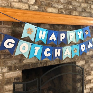 Dog Happy Gotcha Day Blue Birthday Banner Adoption Decorations - Etsy