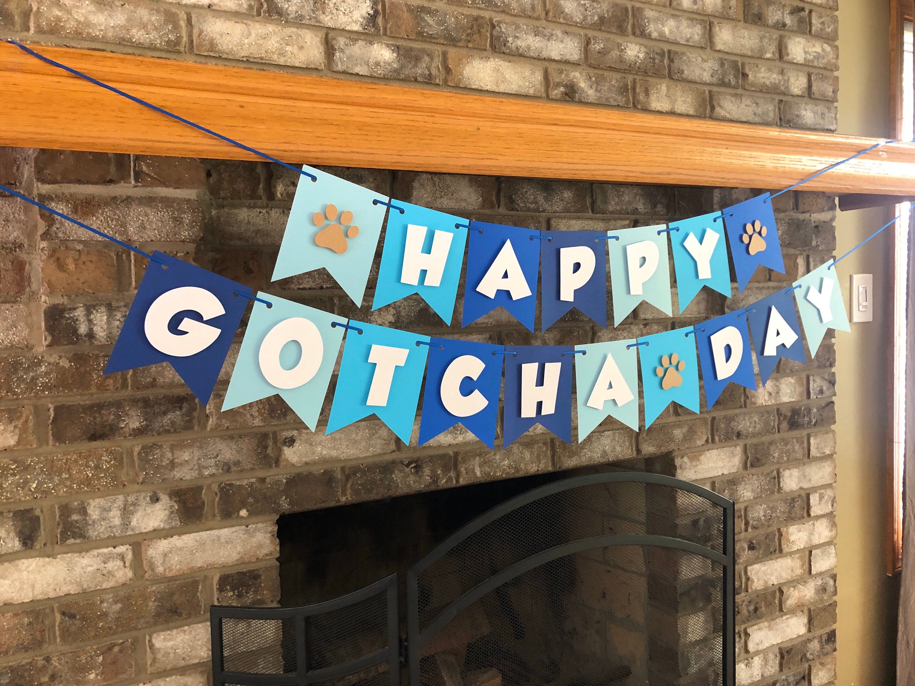 Dog Happy Gotcha Day Blue Birthday Banner Adoption - Etsy