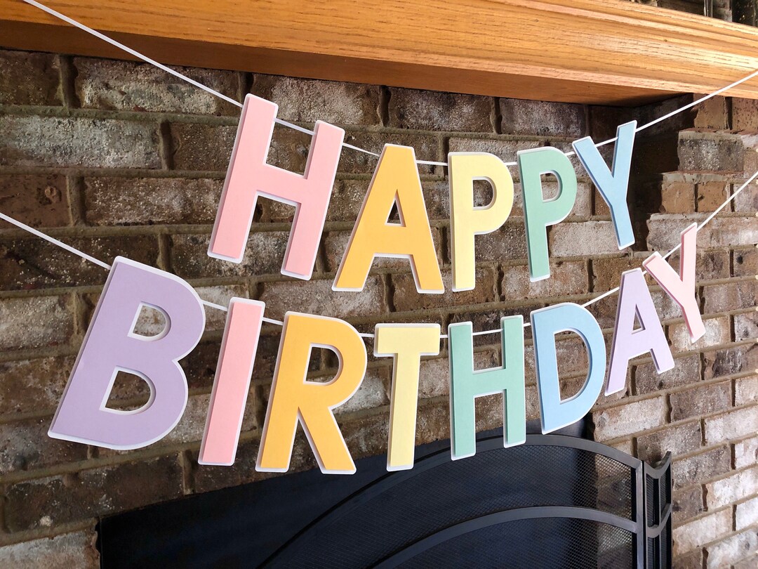 Pastel Rainbow Birthday Banner, Custom Party Sign, Easter or Valentines ...