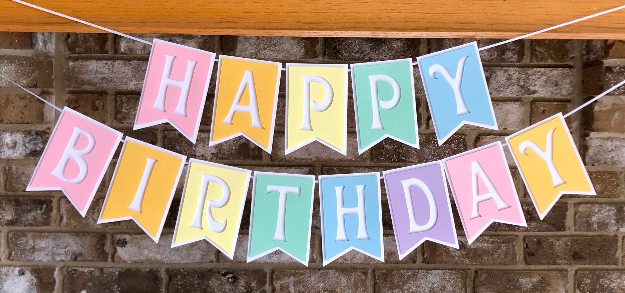 Rainbow Birthday Banner Pastel Themed Party First Birthday | Etsy