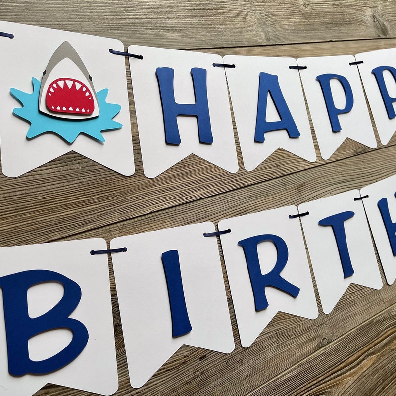 Shark Birthday Banner - Etsy