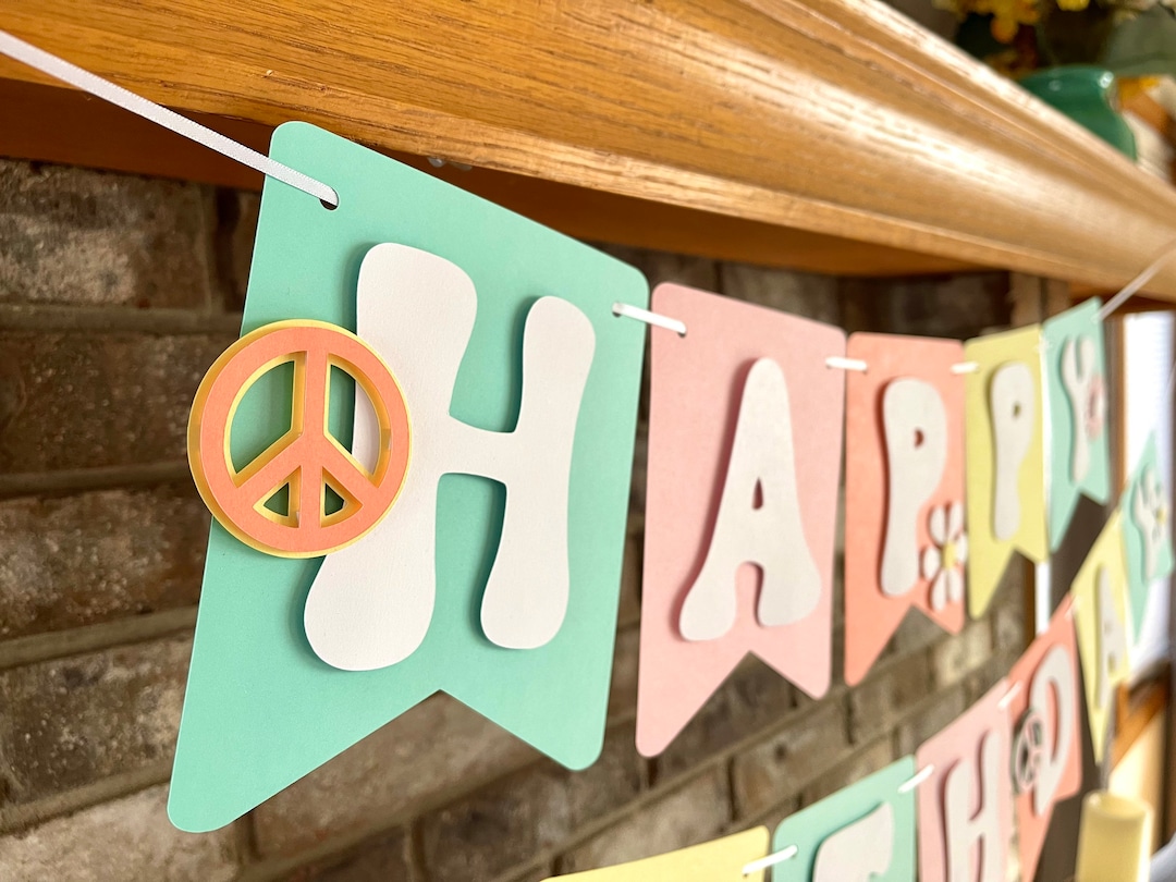 Hippie Birthday Banner Daisy Party Theme Two Groovy - Etsy