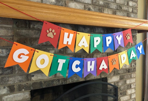Happy Gotcha Day Dog Banner Puppy Party Rainbow Adoption - Etsy