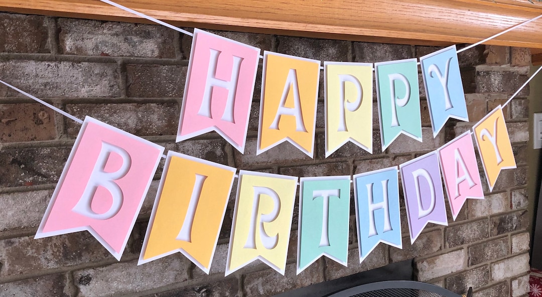 Rainbow Birthday Banner, Pastel Themed Party, Easter Decorations - Etsy