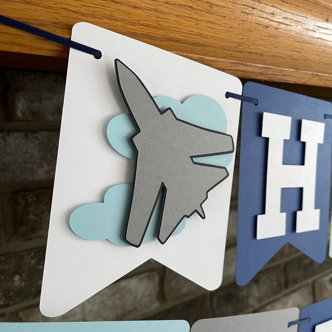 Jet Airplane Happy Birthday Banner - Etsy