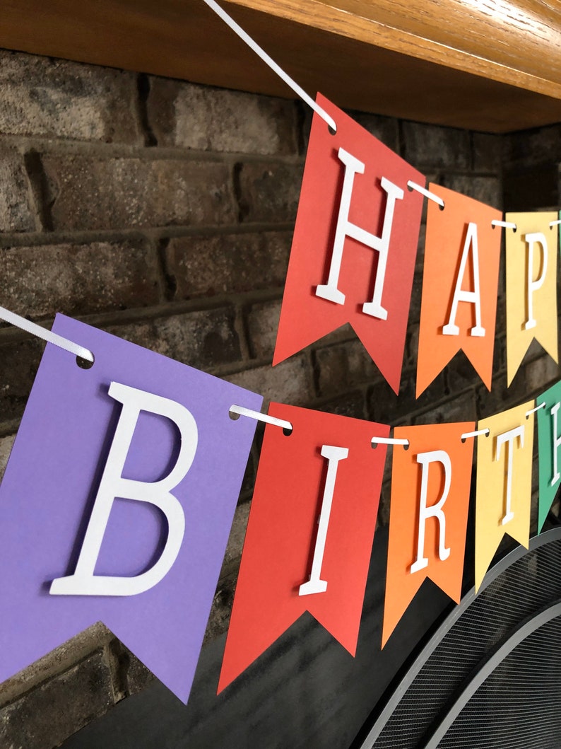 Rainbow Themed Party Banner Happy Birthday Decorations - Etsy
