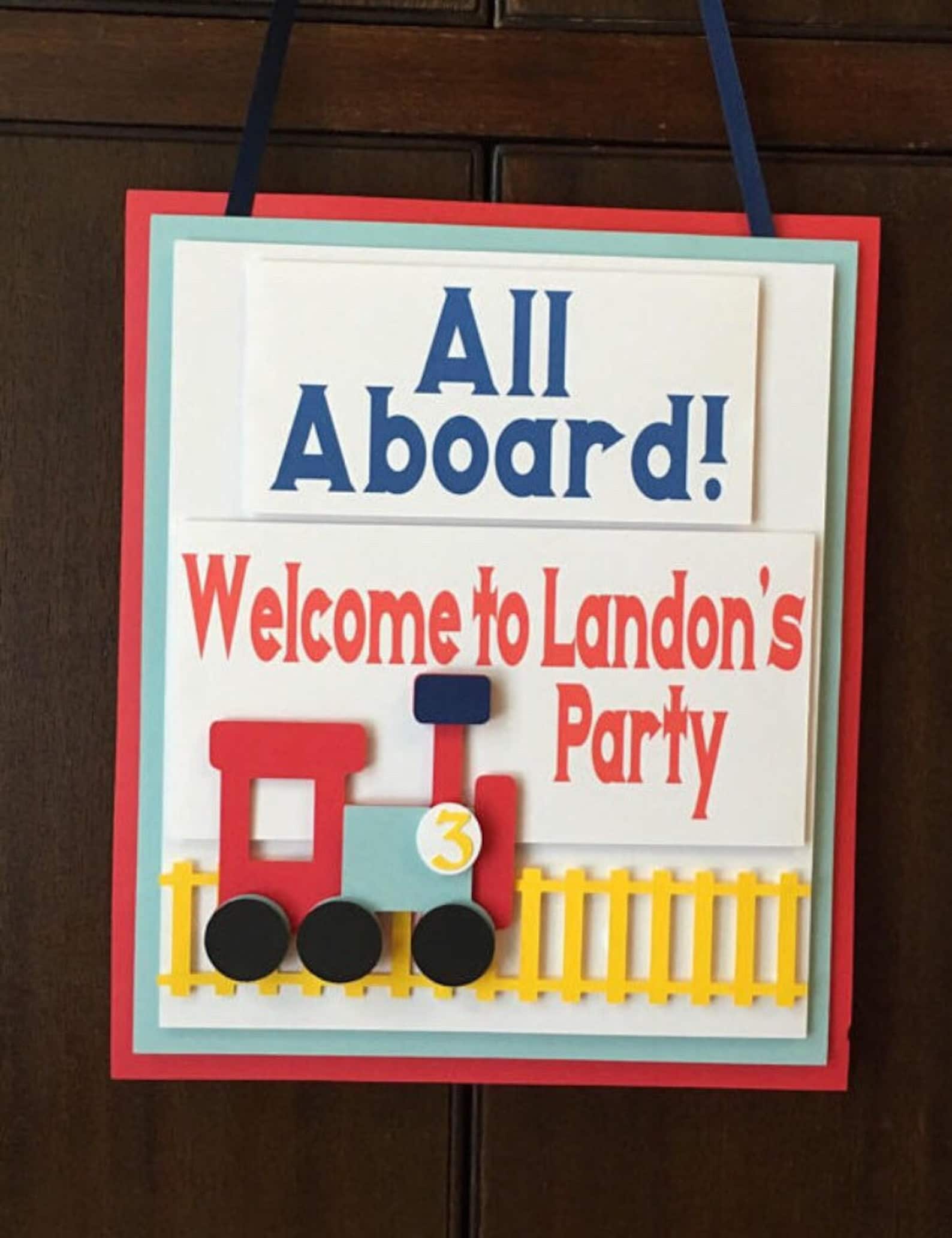 Train Banner Train Birthday Banner All Aboard Choo Choo | Etsy