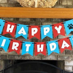 Paw Print Birthday Banner Dog Themed Party Puppy Happy Birthday Pawty ...