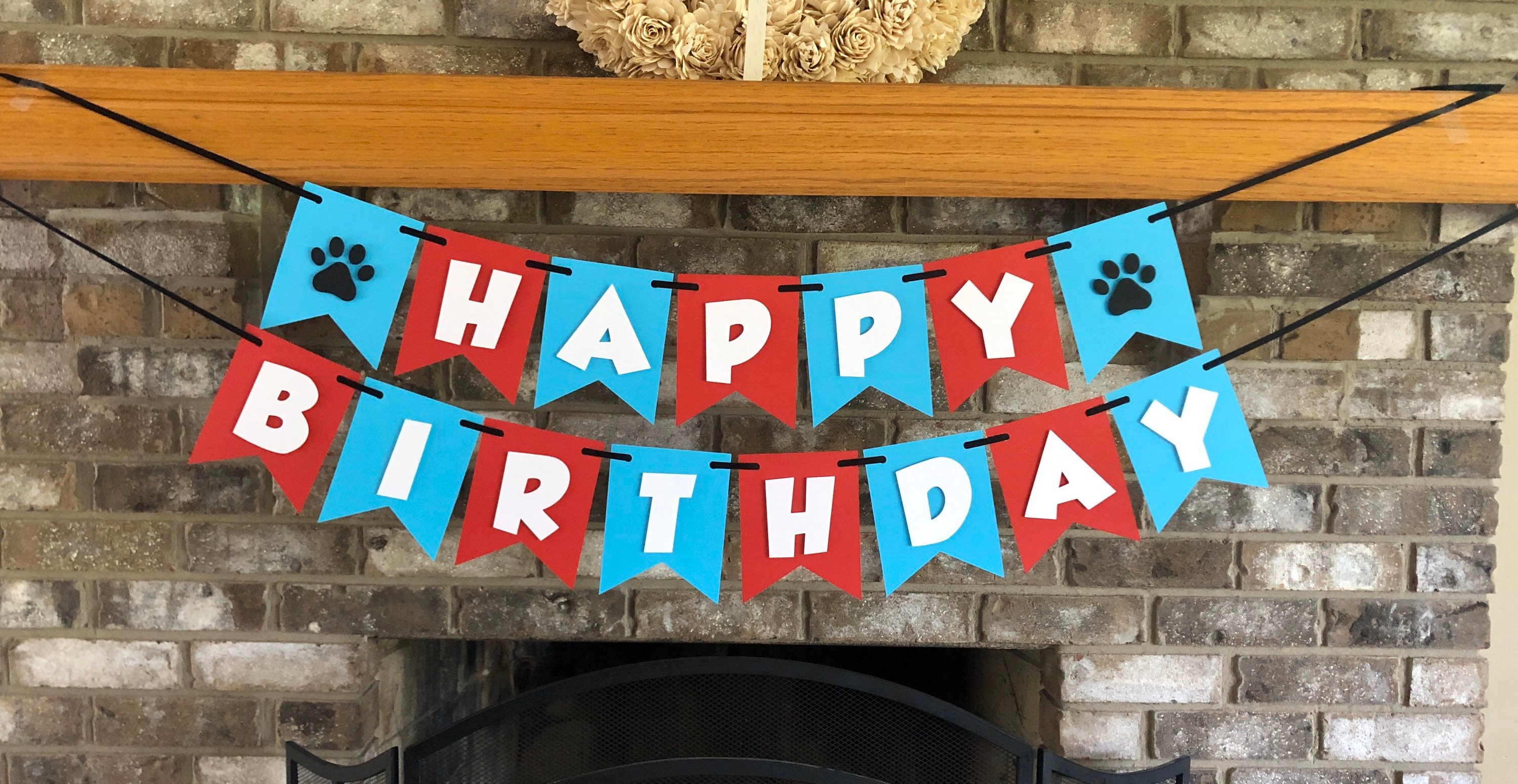 Paw Print Birthday Banner Dog Themed Party Puppy Happy | Etsy