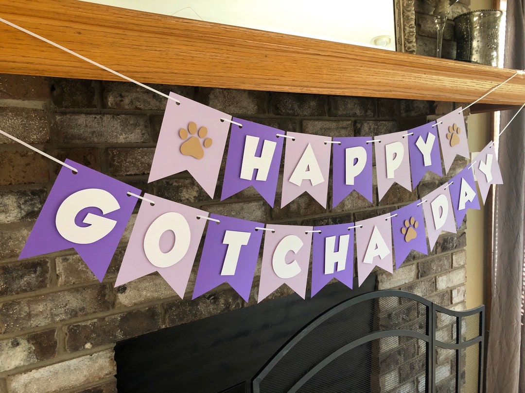 Happy Gotcha Day Banner, Dog Adoption Party, Puppy Dog Birthday Sign - Etsy