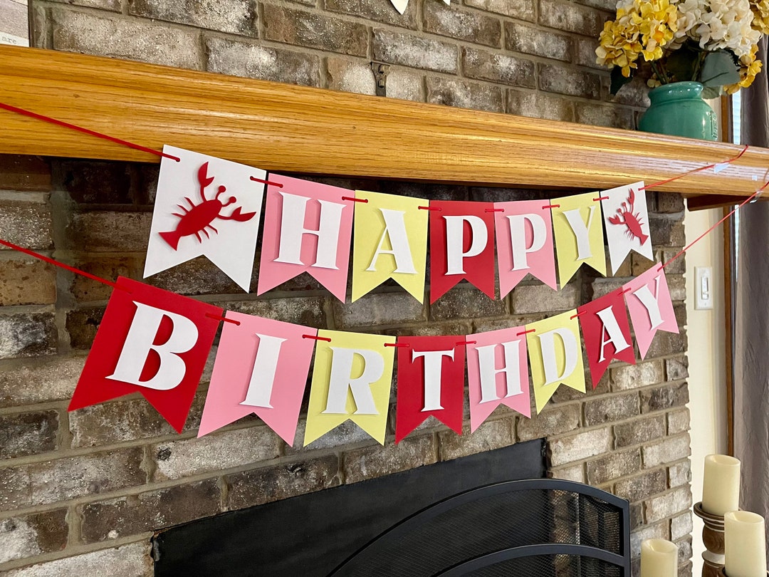 Crawfish Happy Birthday Banner, Summer Seafood Boil Party, Lets Get ...