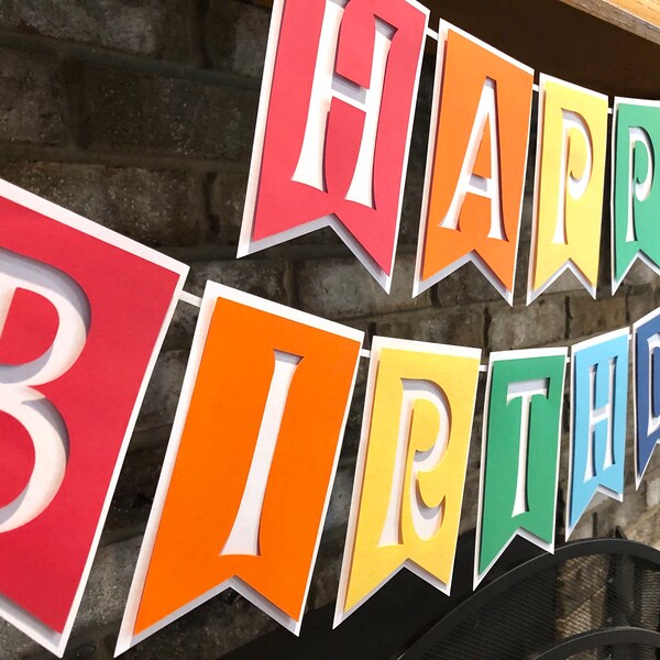 Rainbow Birthday Banner - Etsy